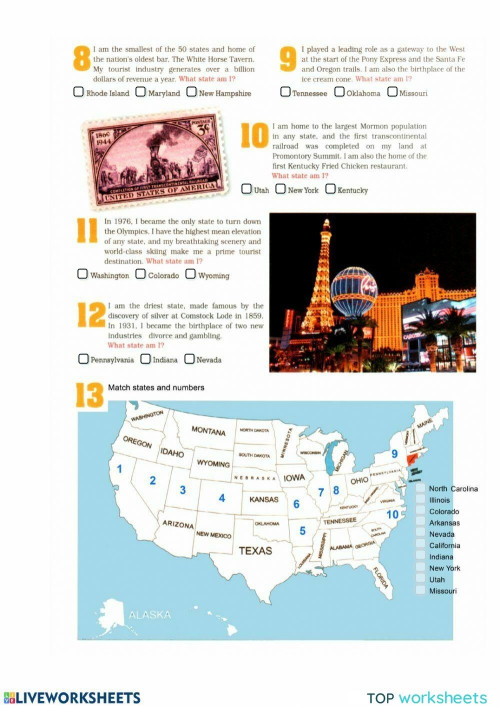 Usa quiz pt2. Interactive worksheet | TopWorksheets