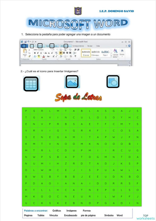 PRUEBA DE WORD 3. Ficha interactiva | TopWorksheets