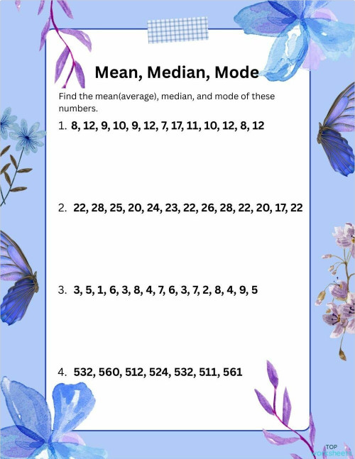 Mean, Median, Mode. Interactive worksheet | TopWorksheets