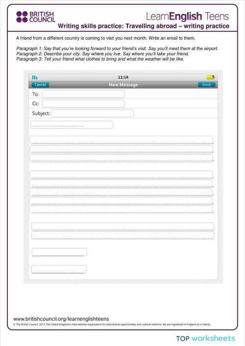 Writing an email. Interactive worksheet | TopWorksheets