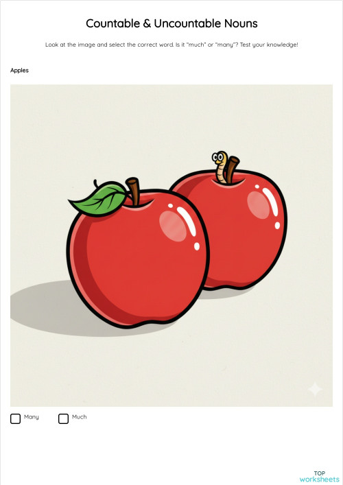 Countable & Uncountable Nouns. Interactive worksheet | TopWorksheets