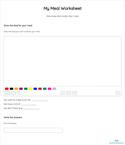 My Meal Worksheet. Interactive worksheet | TopWorksheets