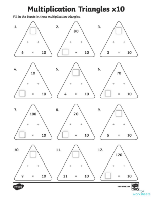 Multiplicaton fact families 10-12 times tables. Interactive worksheet ...
