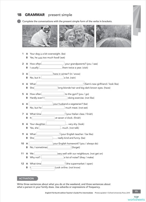PGE 1B: Present Simple. Interactive worksheet | TopWorksheets