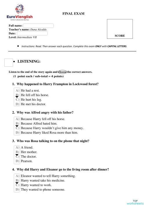 FINAL EXAM- I7OX. Interactive worksheet | TopWorksheets