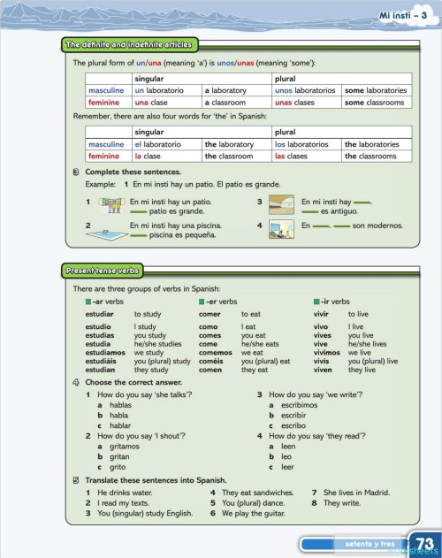 Mi insti 73. Ficha interactiva | TopWorksheets