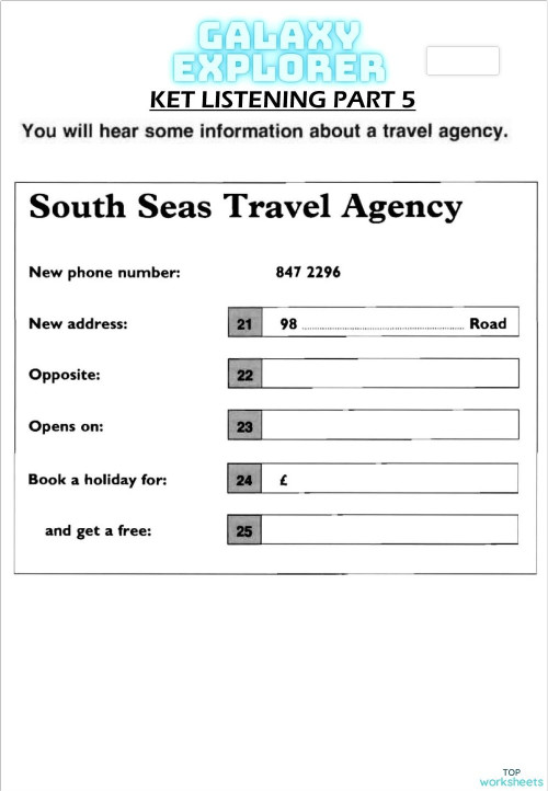 Listening practice 5.1. Interactive worksheet | TopWorksheets