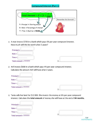 Compound Interest-(Part 1). Interactive worksheet | TopWorksheets