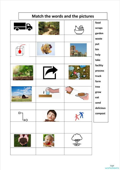 Food Waste Recycling Vocabulary. Interactive worksheet | TopWorksheets