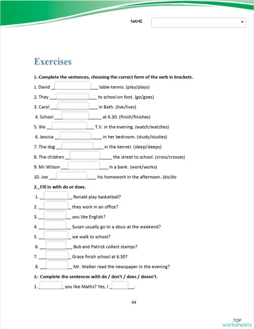 U4_Simple Present. Interactive worksheet | TopWorksheets