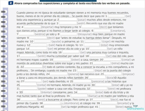 B1 p. 11 Ejercicio uso de los tiempos en pasado. Ficha interactiva ...