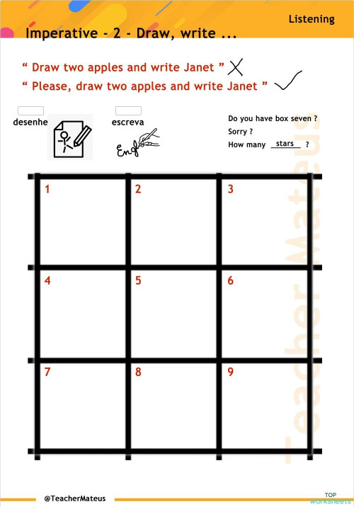Imperatives - 2 - Draw Write - Speaking - TM0190 (Copied). Interactive ...