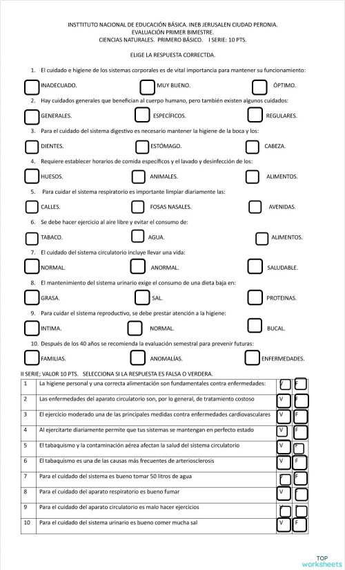 CIENCIAS PRIMERO BÁSICO,. Ficha interactiva | TopWorksheets