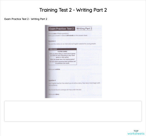 Training Test 2 - Writing Part 2. Interactive worksheet | TopWorksheets