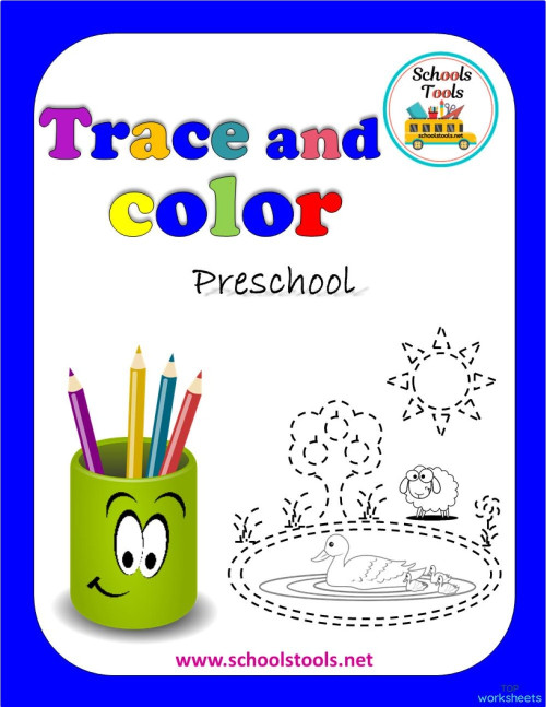 Trace and Color. Interactive worksheet | TopWorksheets