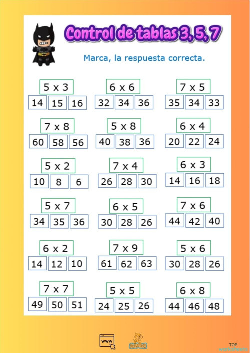 La tablas de multiplicar: fichas interactivas y ejercicios online ...