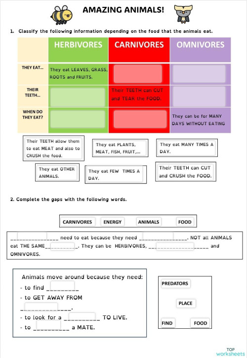 AMAZING ANIMALS UNIT 2 3rd grade Primary. Interactive worksheet ...