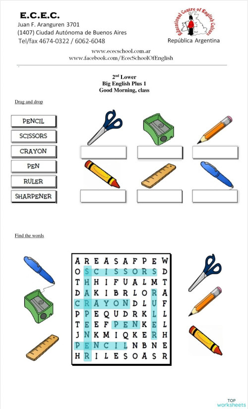 School things 2. Interactive worksheet | TopWorksheets
