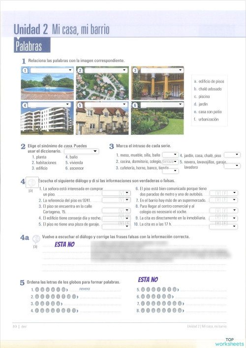 2 Mi casa, mi barrio. Ficha interactiva | TopWorksheets