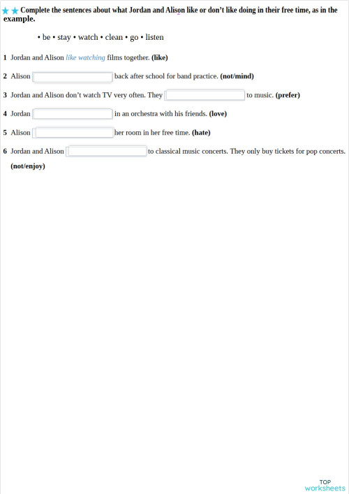 Gerund or Infinitive A2. Interactive worksheet | TopWorksheets