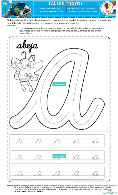 TRAZOS DE LAS VOCALES. Ficha interactiva | TopWorksheets