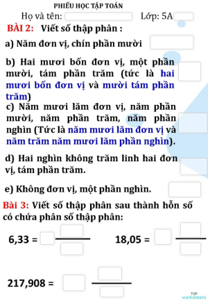 Interactive worksheets and online exercises in vietnamese | TopWorksheets