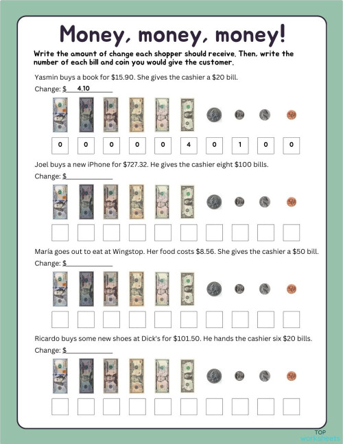 Money, money, money! 1. Interactive worksheet | TopWorksheets