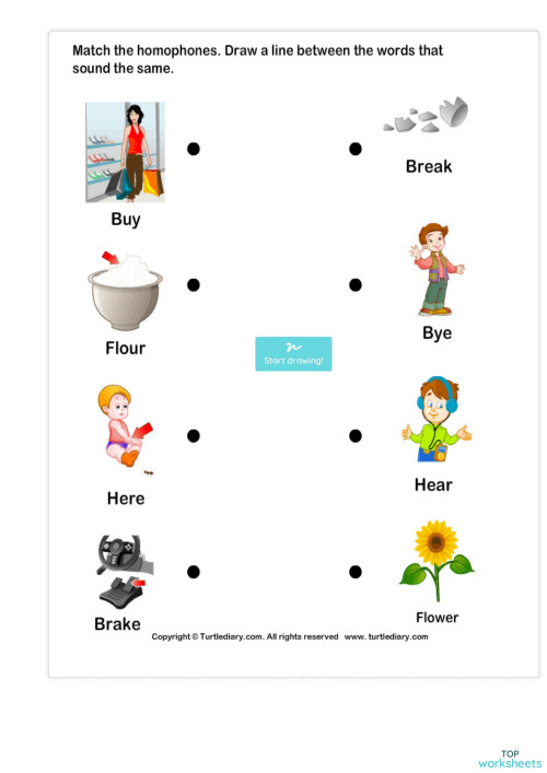 Language Arts : Homophones. Interactive worksheet | TopWorksheets