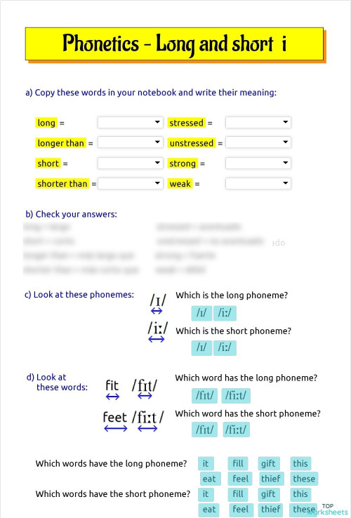 Phonetics: long and short i. Interactive worksheet | TopWorksheets