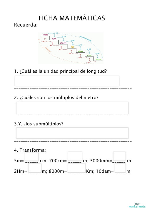 MEDIDAS DE LONGITUD. Ficha interactiva | TopWorksheets