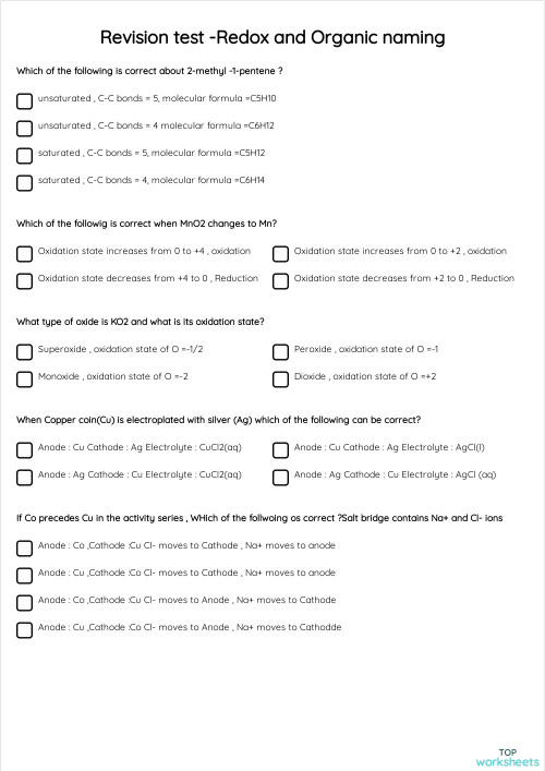 Chemistry: interactive worksheets and online exercises | TopWorksheets