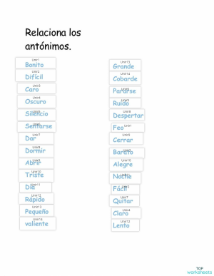Actividad Online de Antonimos. Ficha interactiva | TopWorksheets