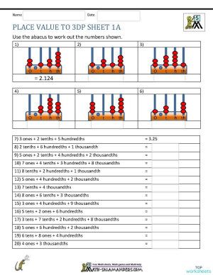 PLACE VALUE TO 3 DECIMAL PLACES. Interactive worksheet | TopWorksheets
