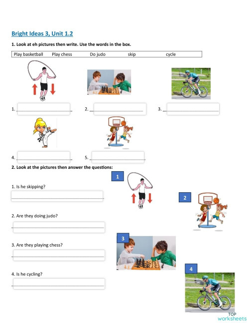 Bright Ideas 3. Unit 1.2. Interactive worksheet | TopWorksheets