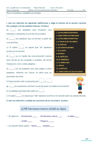 Completa la Oración. Ficha interactiva | TopWorksheets