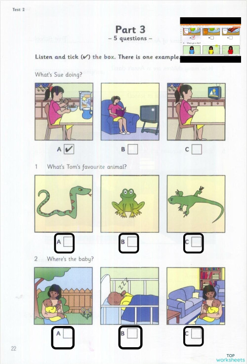 GS1_Practice Test 1_Unit 3_Listening. Interactive worksheet | TopWorksheets