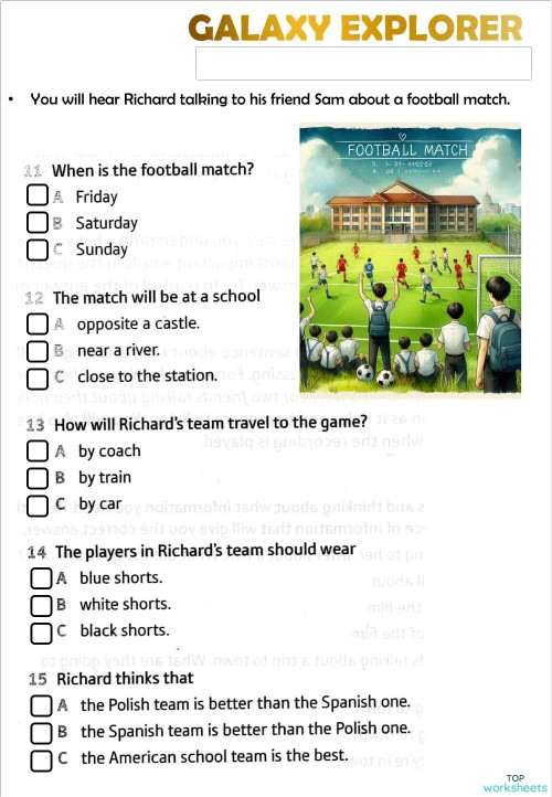 Listening practice 3.4. Interactive worksheet | TopWorksheets