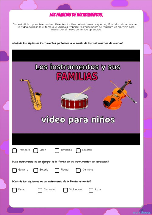 Instrumentos musicales: fichas interactivas y ejercicios online ...
