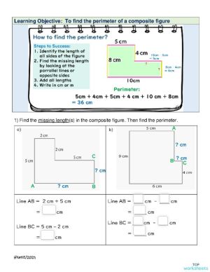PERIMETER OF COMPOSITE FIGURES. Interactive worksheet | TopWorksheets