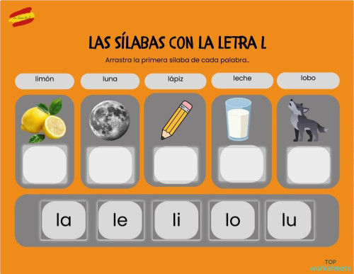 Las sílabas con la letra L. Ficha interactiva | TopWorksheets