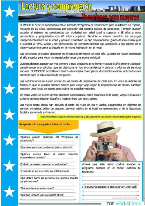 Ficha para trabajar la comprensión lectora. Ficha interactiva | TopWorksheets