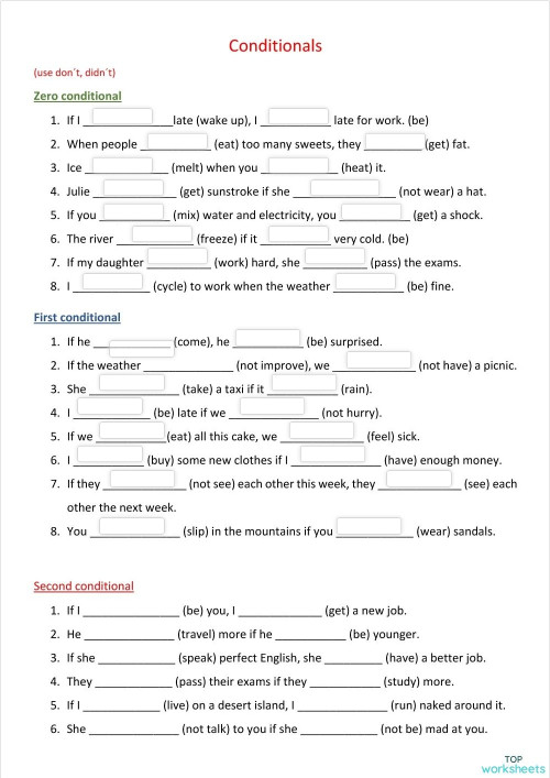 Conditionals. Interactive worksheet | TopWorksheets
