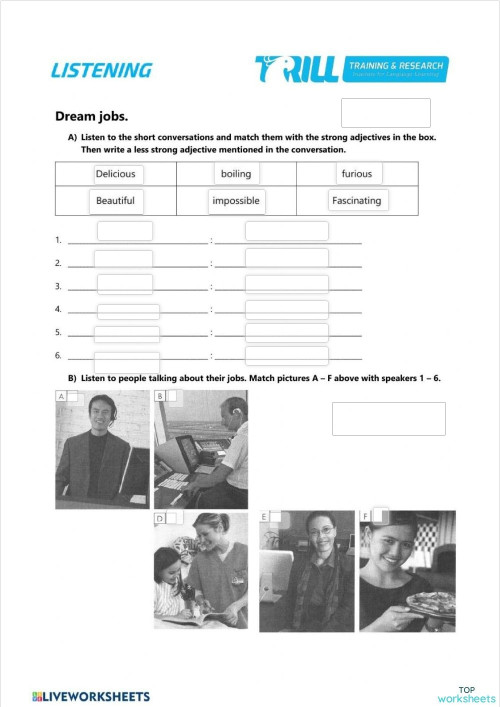 LISTENING TEST - JOBS. Interactive worksheet | TopWorksheets