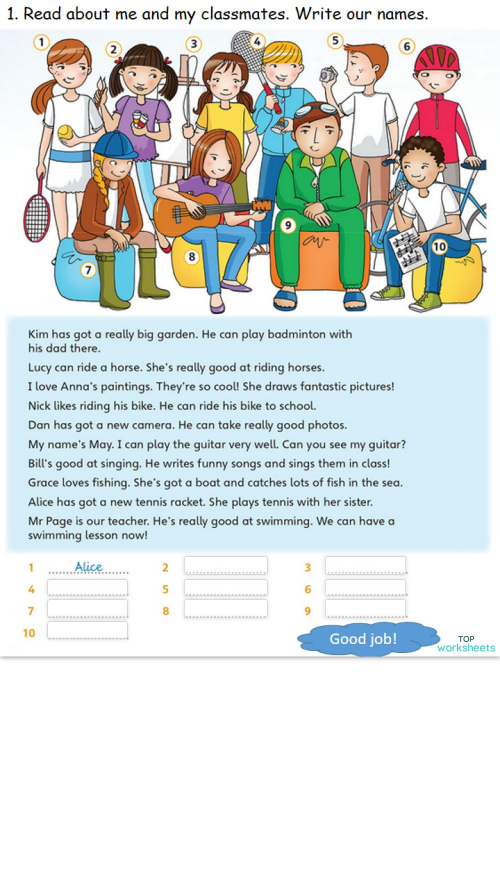 Readingone. Interactive worksheet | TopWorksheets