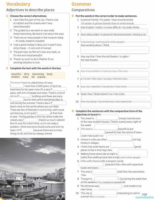 Vocabulary + Comparative forms. Interactive worksheet | TopWorksheets