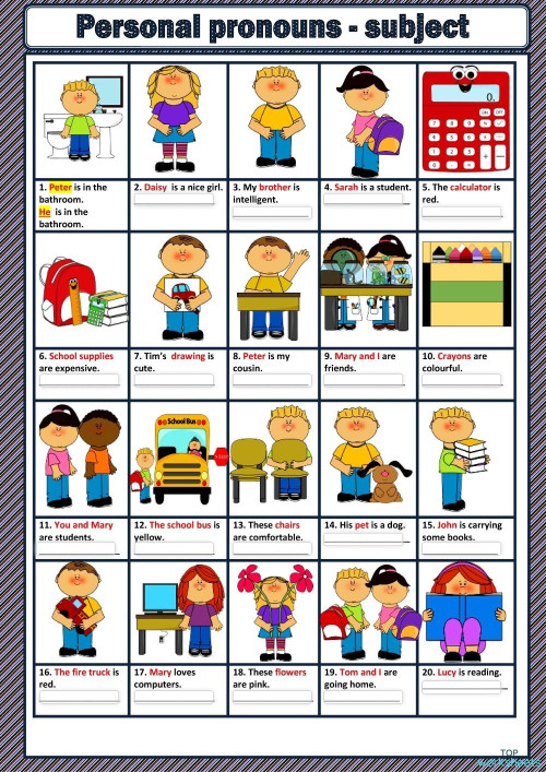 Pronoun: interactive worksheets and online exercises | TopWorksheets