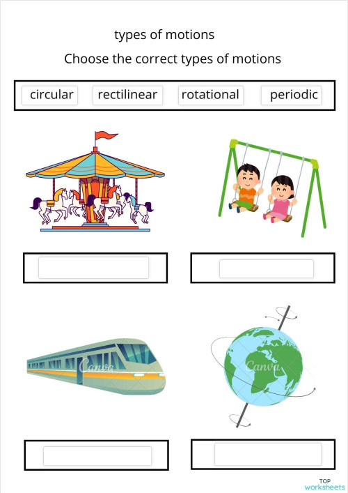types of motion. Interactive worksheet | TopWorksheets