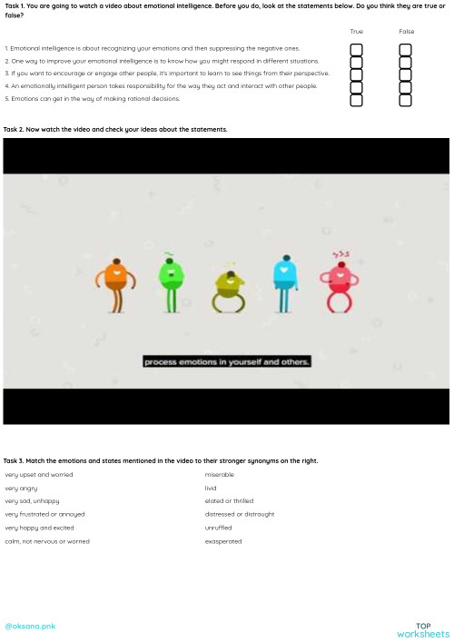 Lesson 21: Emotional intelligence. Interactive worksheet | TopWorksheets