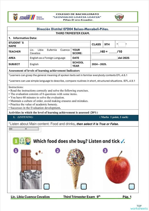 Personal information (names). Interactive worksheet | TopWorksheets