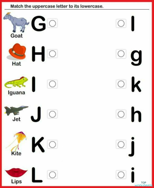 Letter Matching (G-L). Interactive worksheet | TopWorksheets